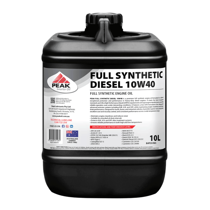PEAK FULL SYNTHETIC DIESEL 10W40 – Peak Lubricants